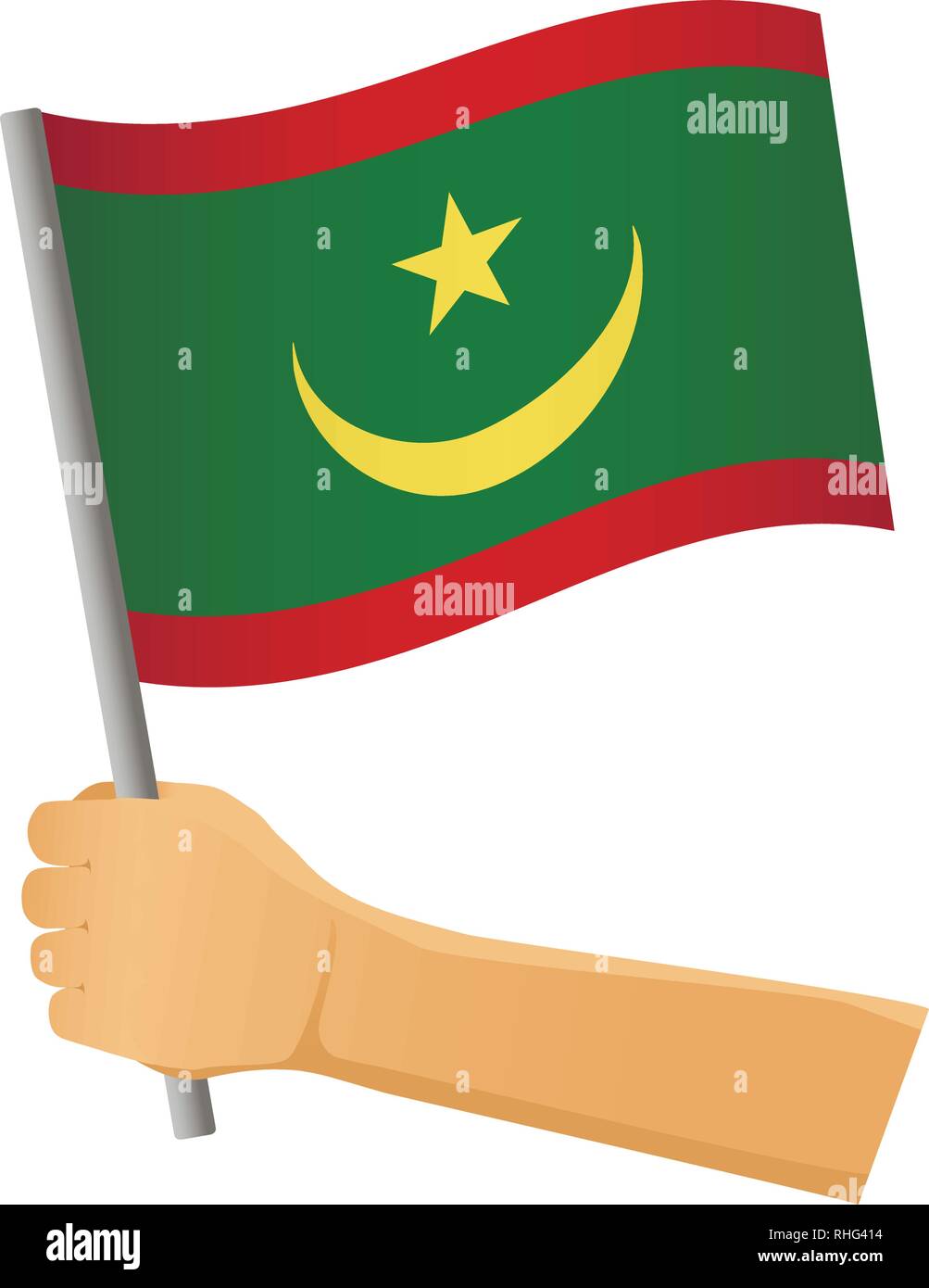Mauritania Flag In Hand Patriotic Background National Flag Of
