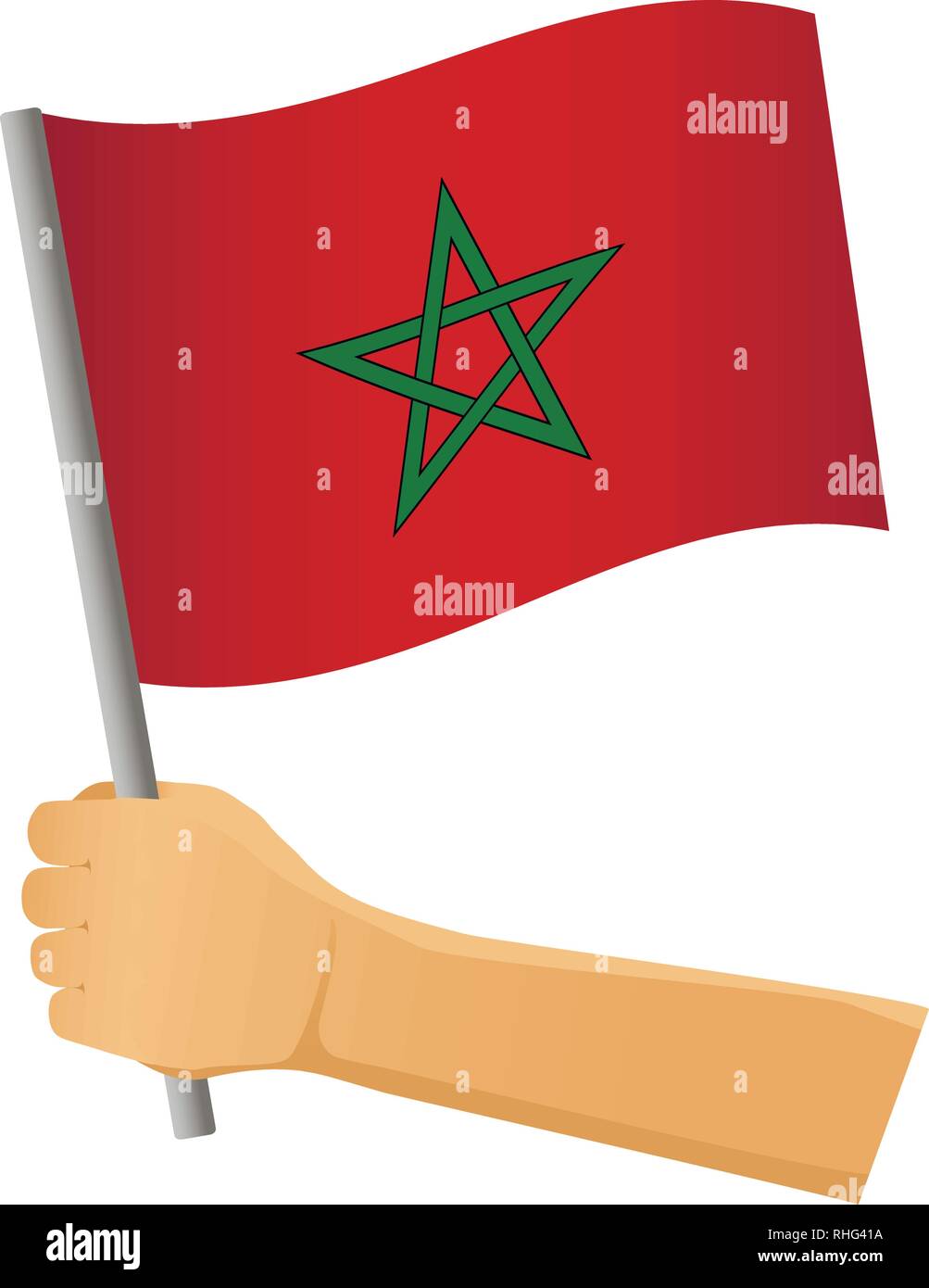 Morocco flag in hand. Patriotic background. National flag of Morocco ...
