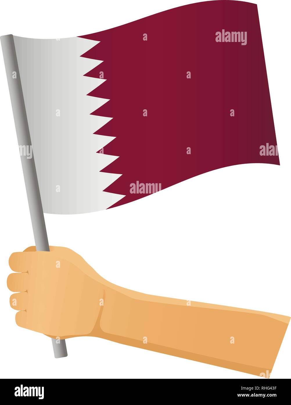Qatar flag in hand. Patriotic background. National flag of Qatar vector ...