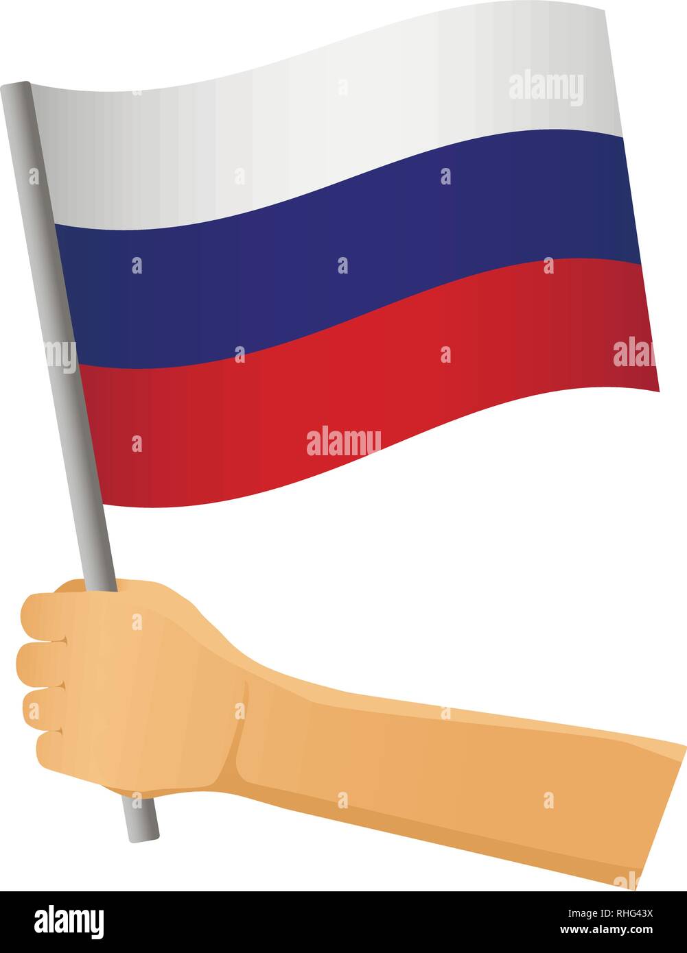 Russia flag in hand. Patriotic background. National flag of Russia ...