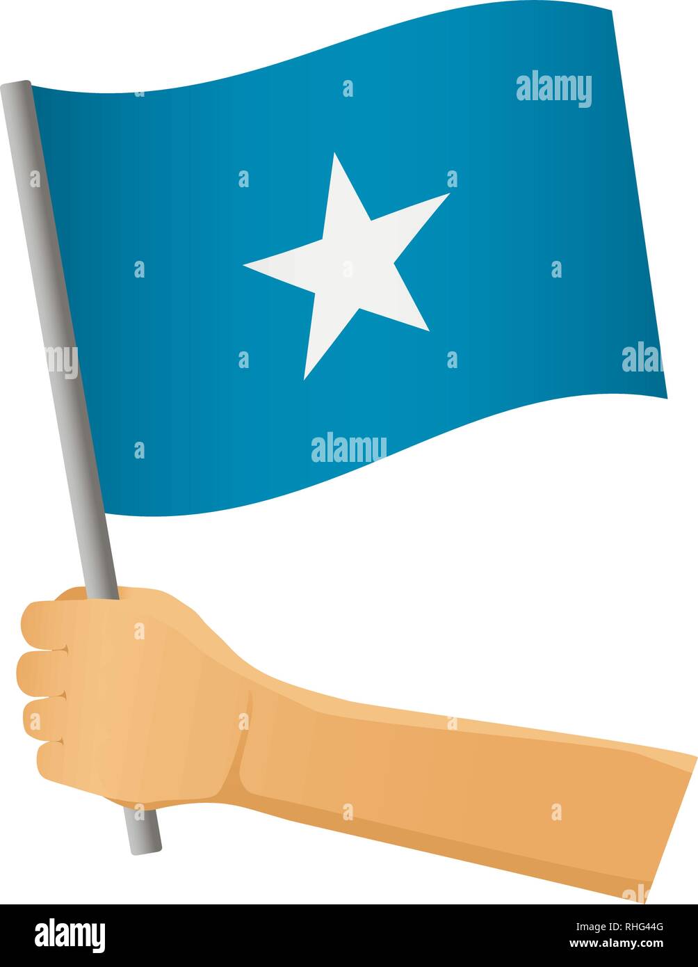 Somalia flag in hand. Patriotic background. National flag of Somalia ...