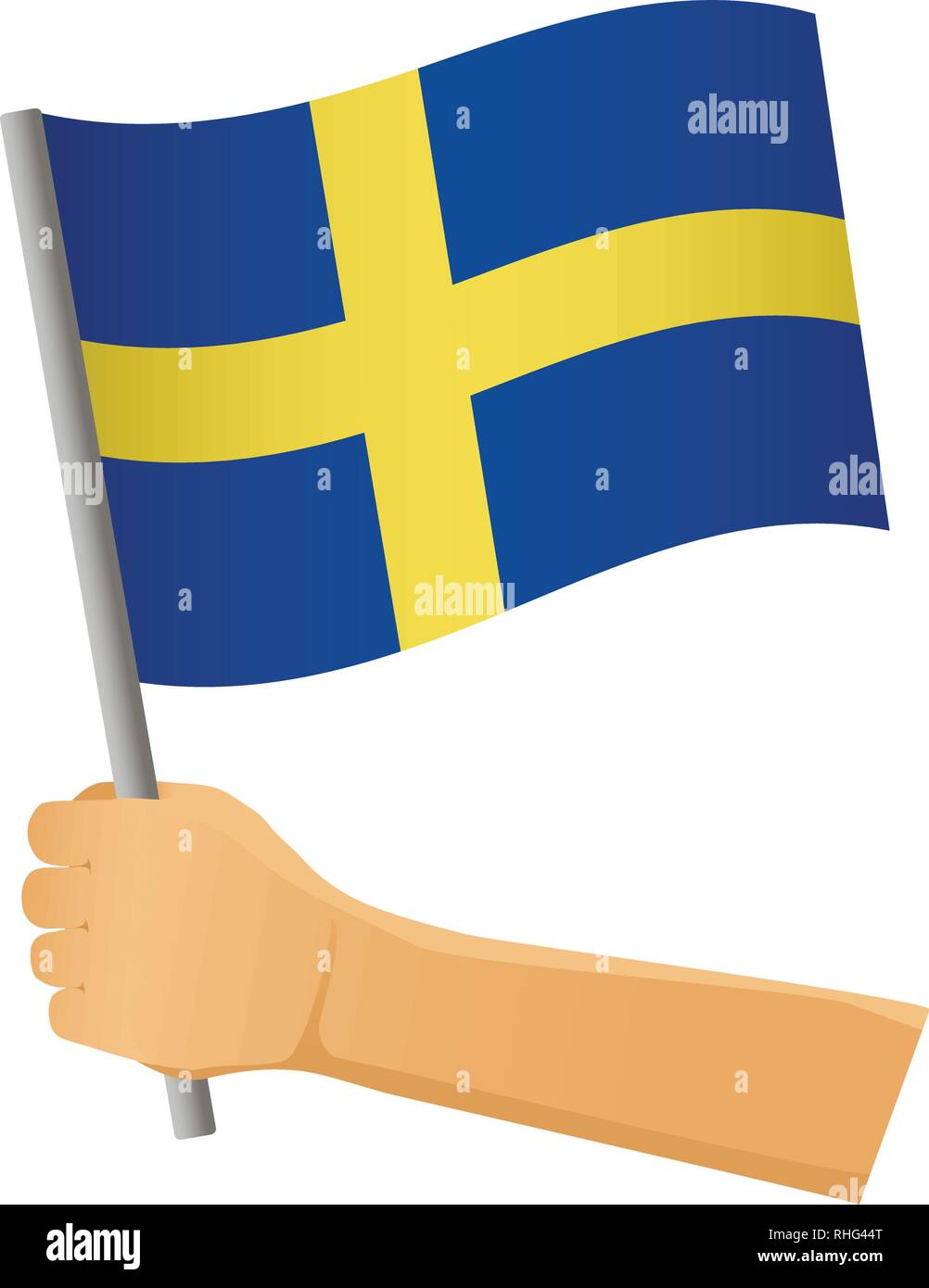 Sweden flag in hand. Patriotic background. National flag of Sweden ...