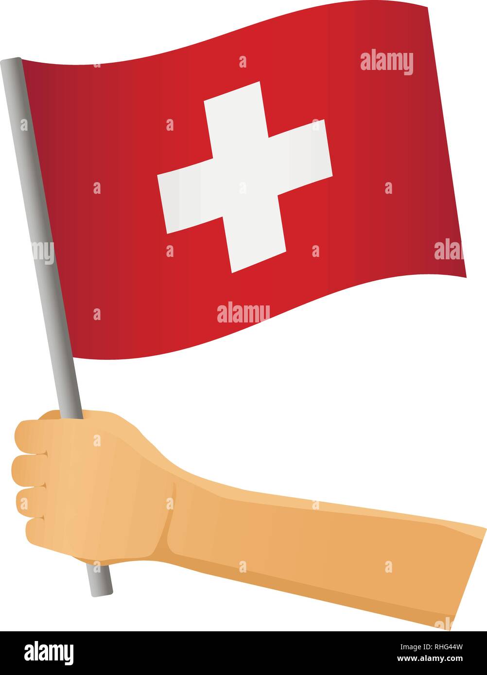 Switzerland flag in hand. Patriotic background. National flag of ...