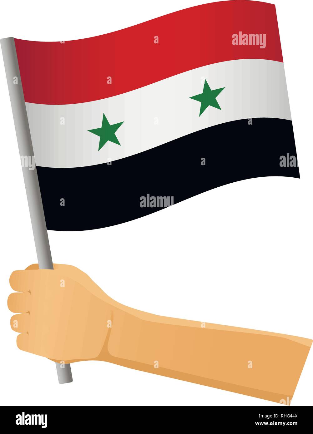 Syria flag in hand. Patriotic background. National flag of Syria vector ...