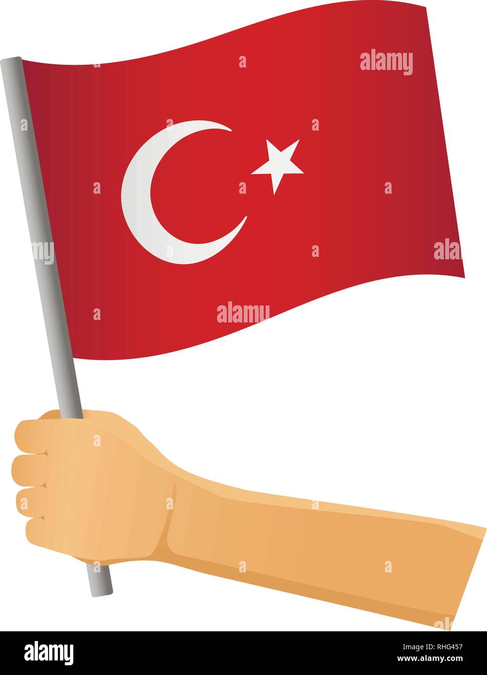 Turkey flag in hand. Patriotic background. National flag of Turkey ...