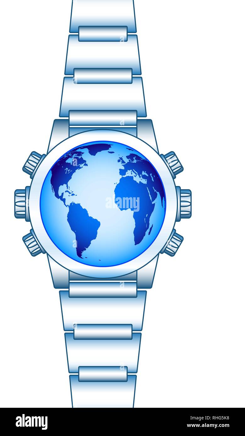 Illustration of the abstract smart watch with globe. Elements of this ...
