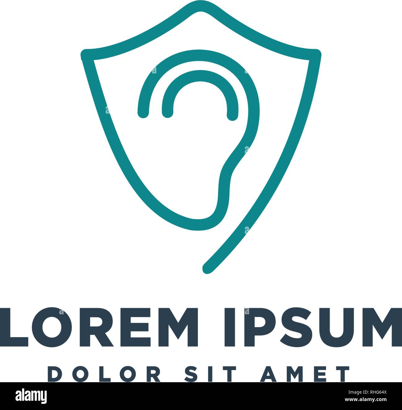 shield protecting ear concept logo template for corporate vector ...