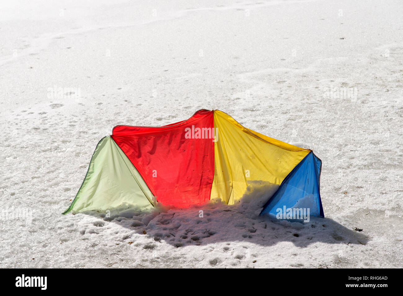 Colorful tent in the snow Stock Photo - Alamy