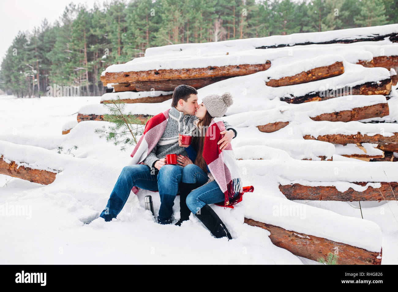 Couple drinking tea in forest hi-res stock photography and images - Alamy
