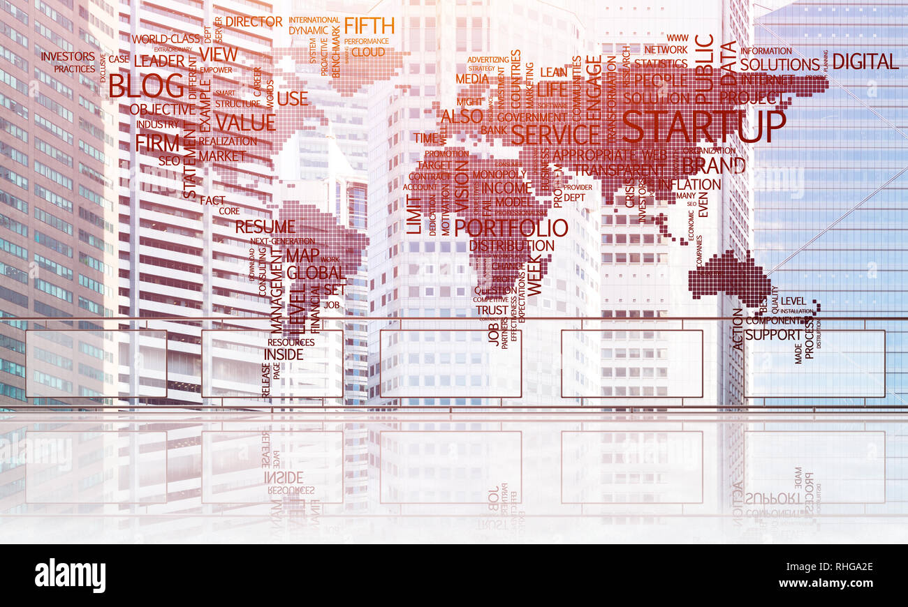 Concept of global communication and networking with world map over ...