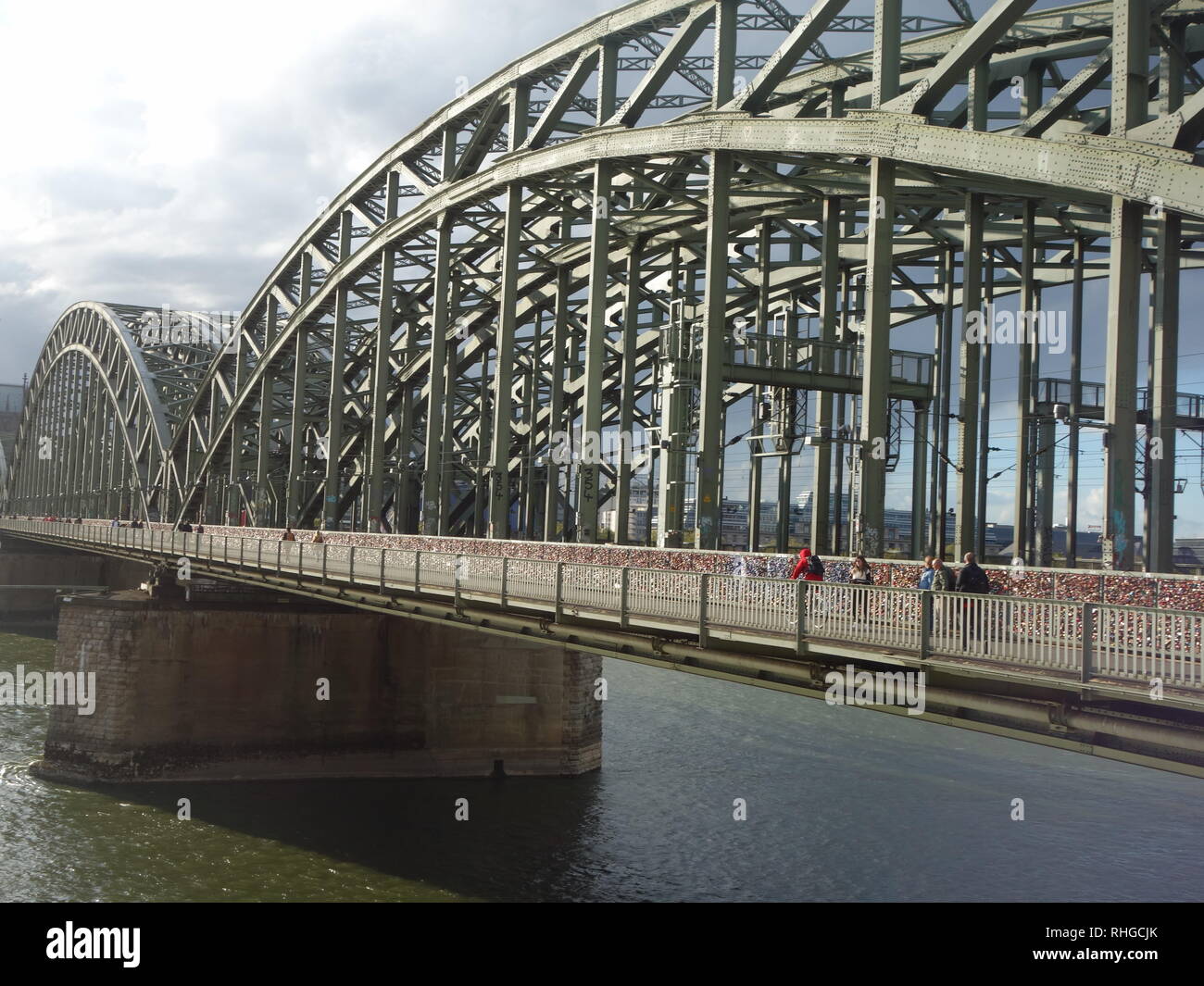 The Hohenzollern Bridge in Cologne, Germany, a railway and pedestrian ...