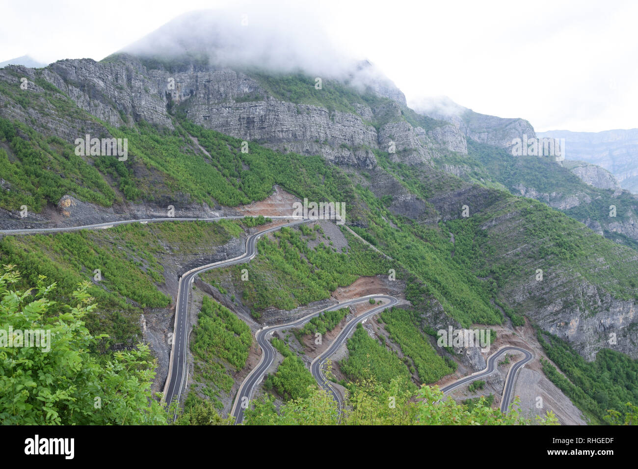 Streamers in gorge of Cem river. North Albanian mountains. View from ...