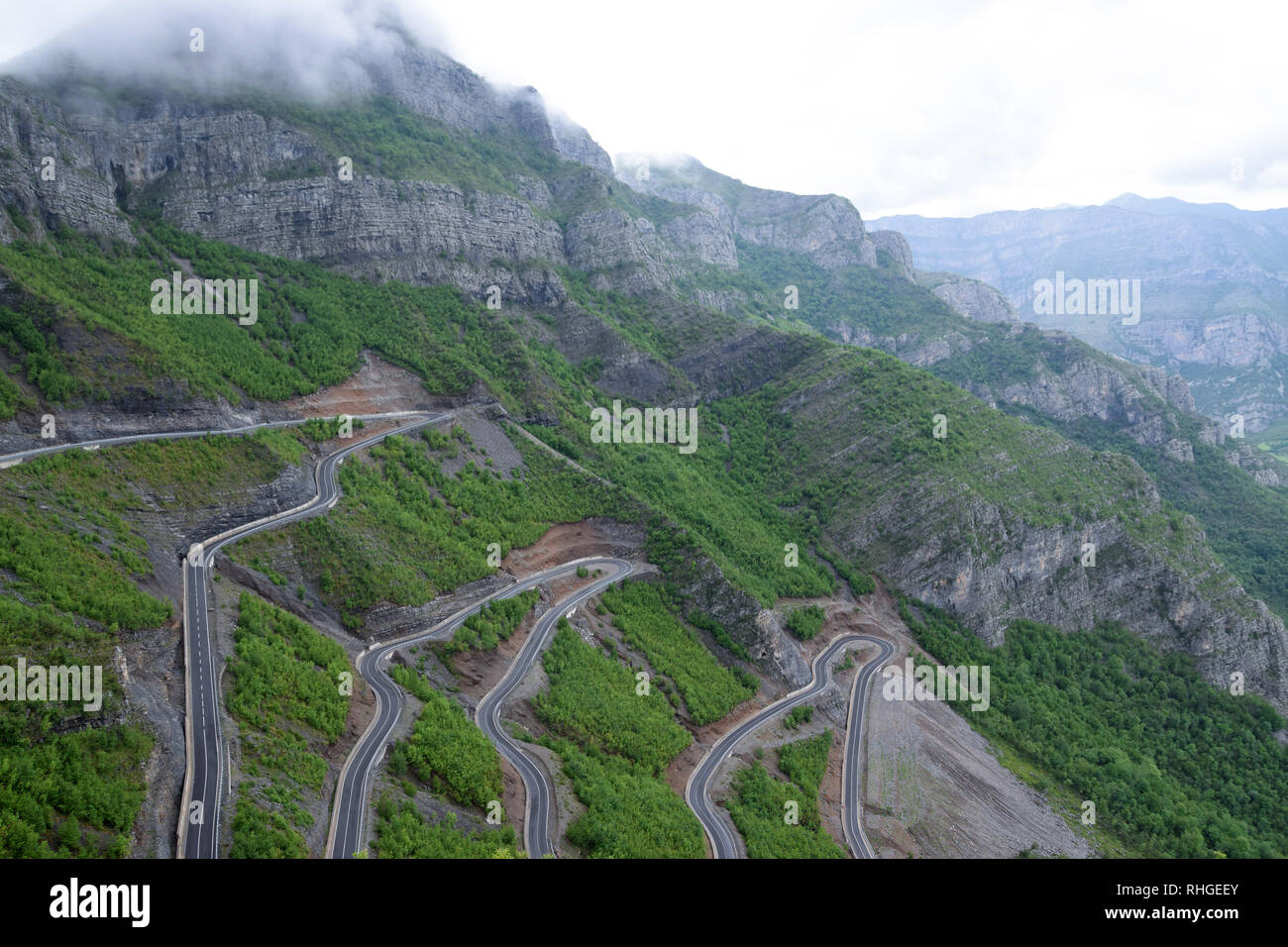 Streamers in gorge of Cem river. North Albanian mountains. View from ...