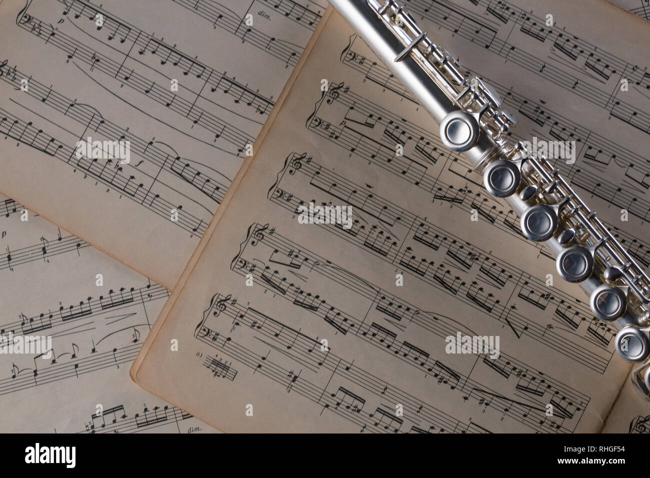 Flute on old notes background for graphic and web design, Modern ...