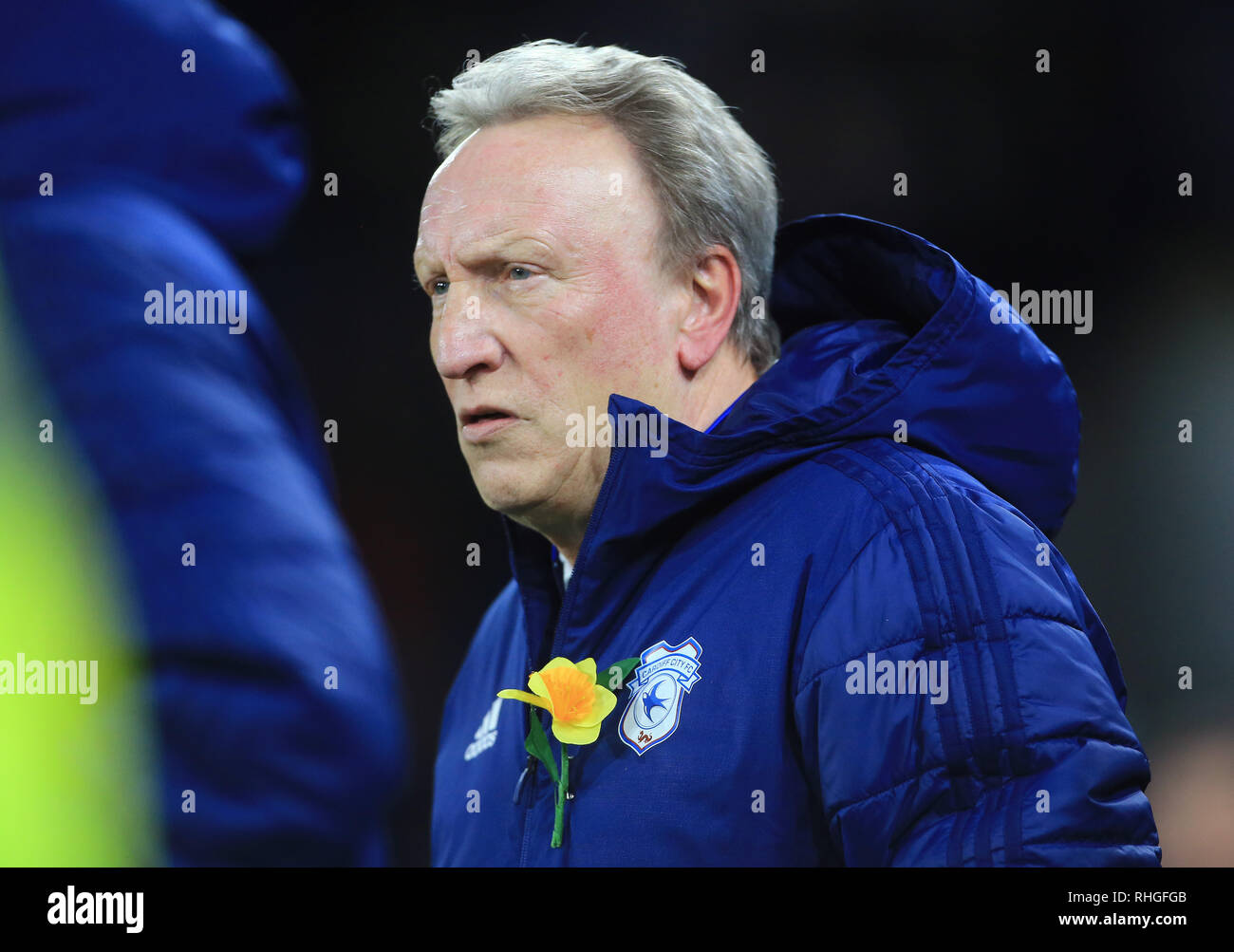 Cardiff City manager Neil Warnock ahead of the match during the Premier ...