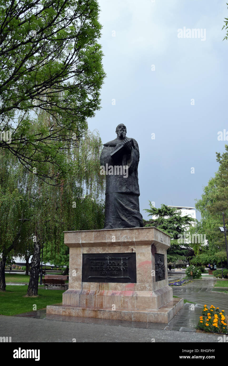 Skopje, Macedonia - May 2017: Pjeter Bogdani monument in "Park Woman ...