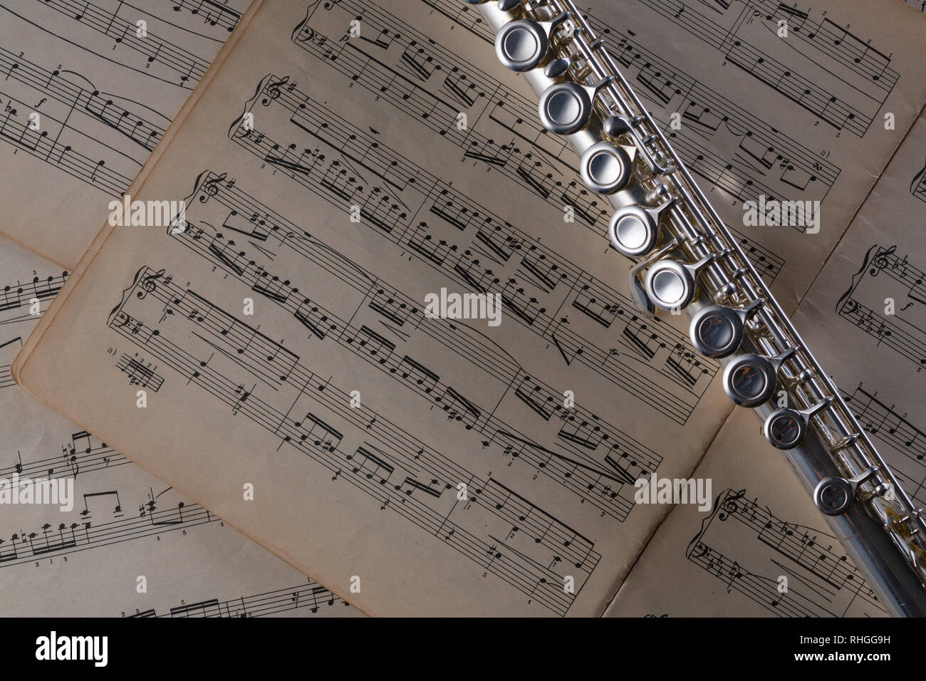 Flute on old notes background for graphic and web design, Modern ...