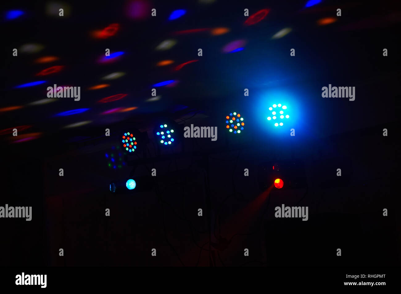 Stage lights in action at the concert. Lights show. Lazer show. Night ...