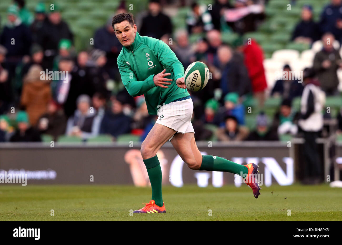 Irelands Johnny Sexton Warms Up Before The Guinness Six Nations Match