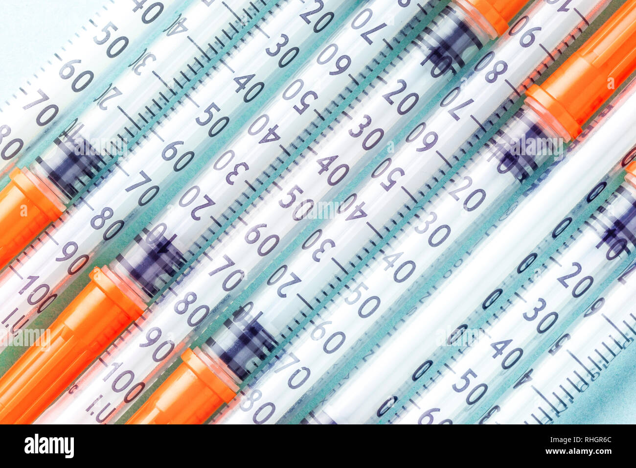 background of medical insulin syringes Stock Photo - Alamy