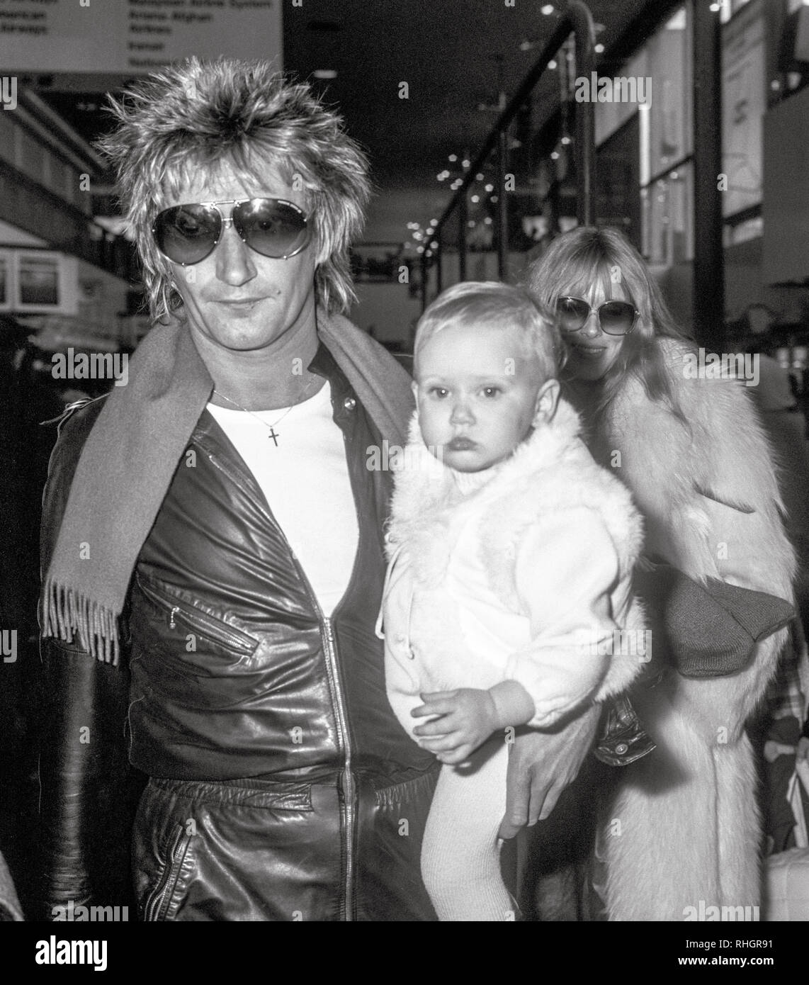 British Rock singer Rod Stewart with daughter Kimberley and wife Alana ...