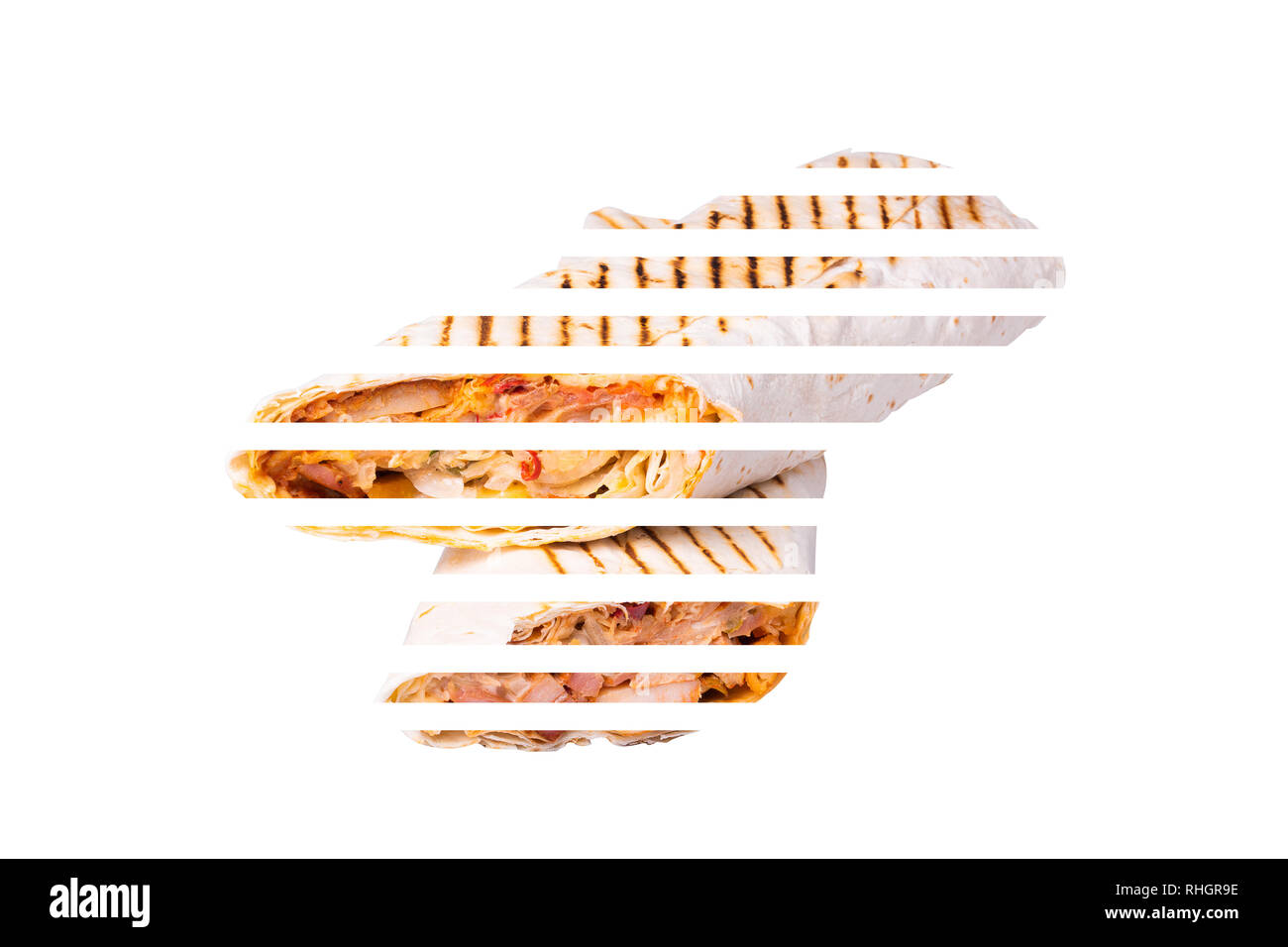 two shawarma with cuts on a white background Stock Photo - Alamy