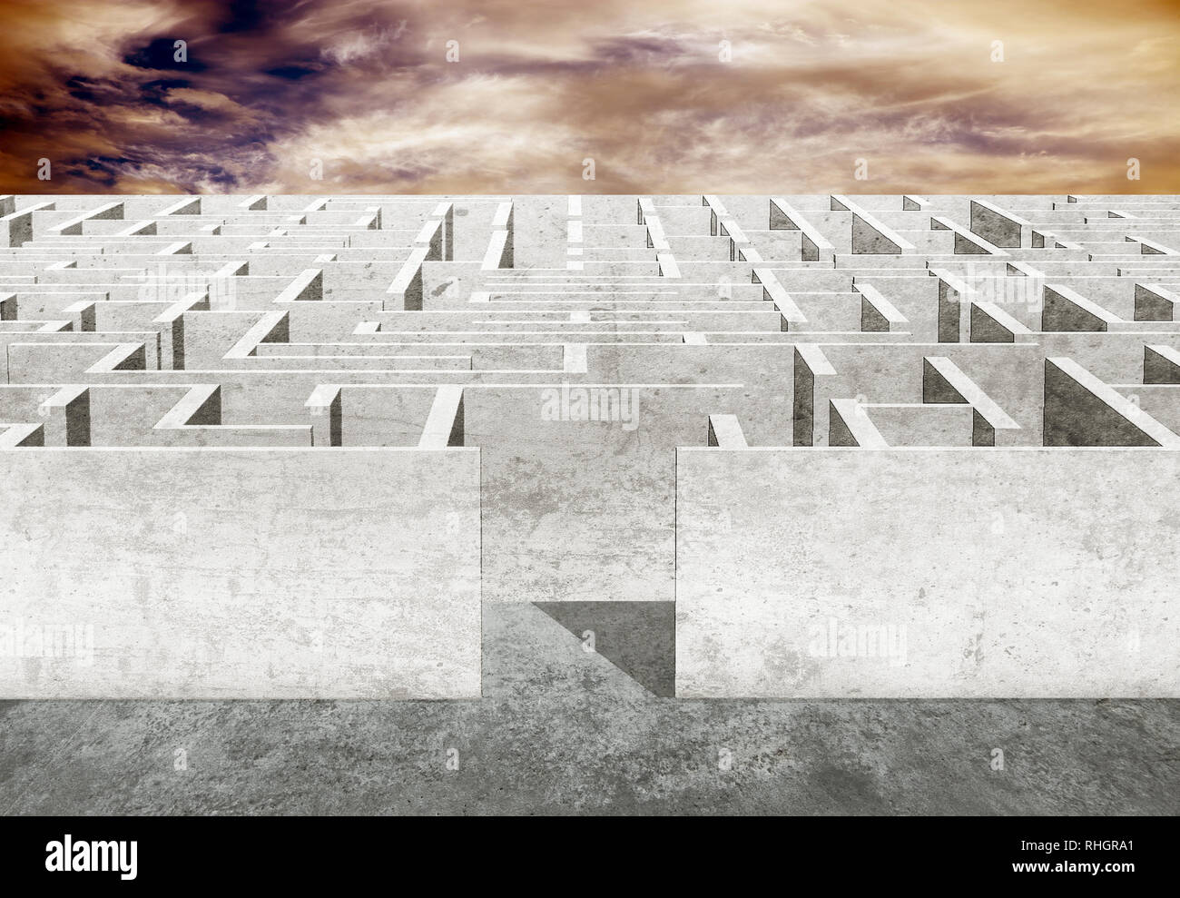 maze 3d illustration and sky Stock Photo - Alamy
