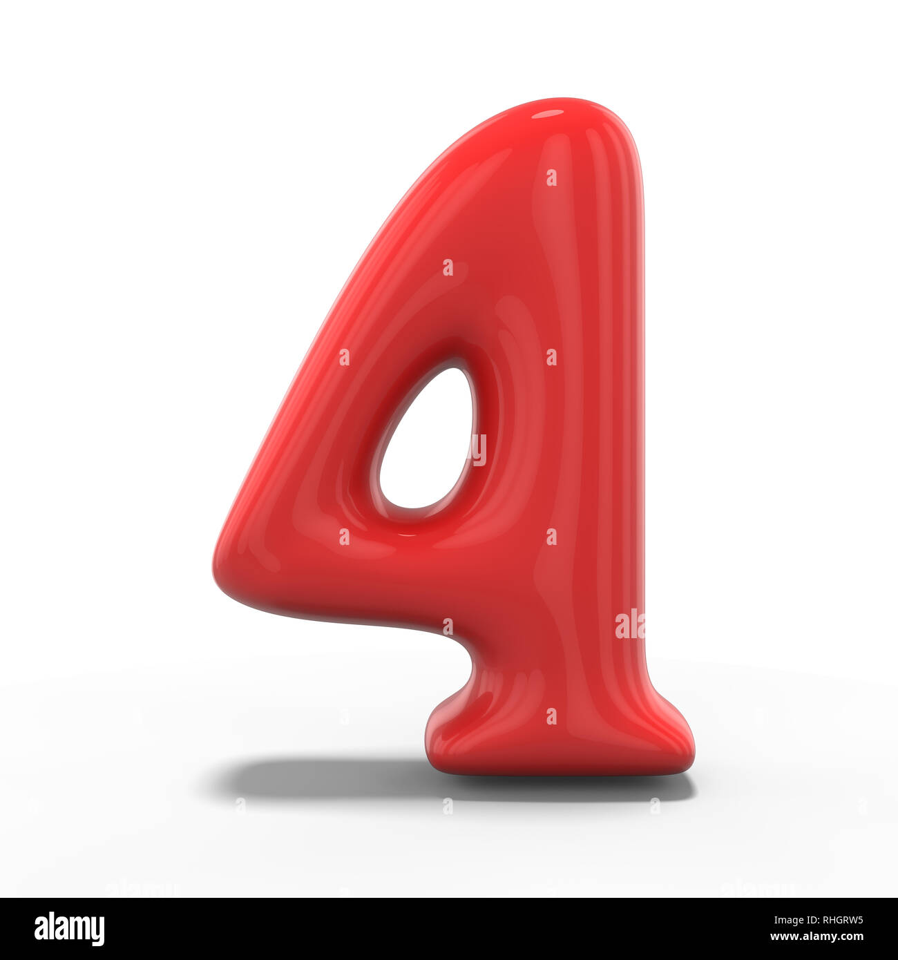 Number four made of inflatable balloon isolated on white background. 3D ...