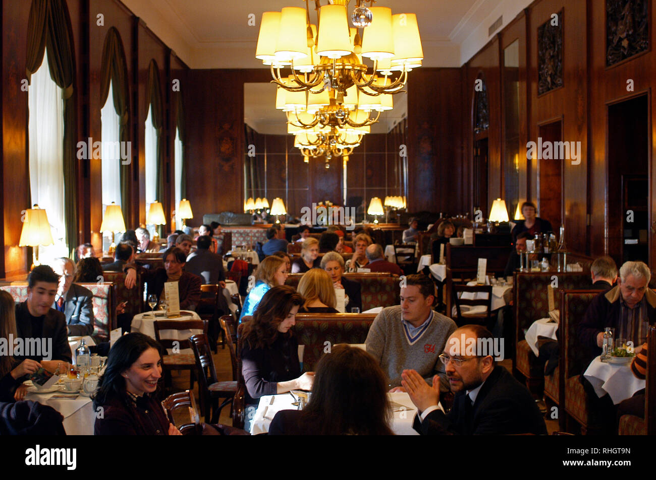 Panoramic view of the famous Cafe Landtmann, Vienna, Austria Stock ...
