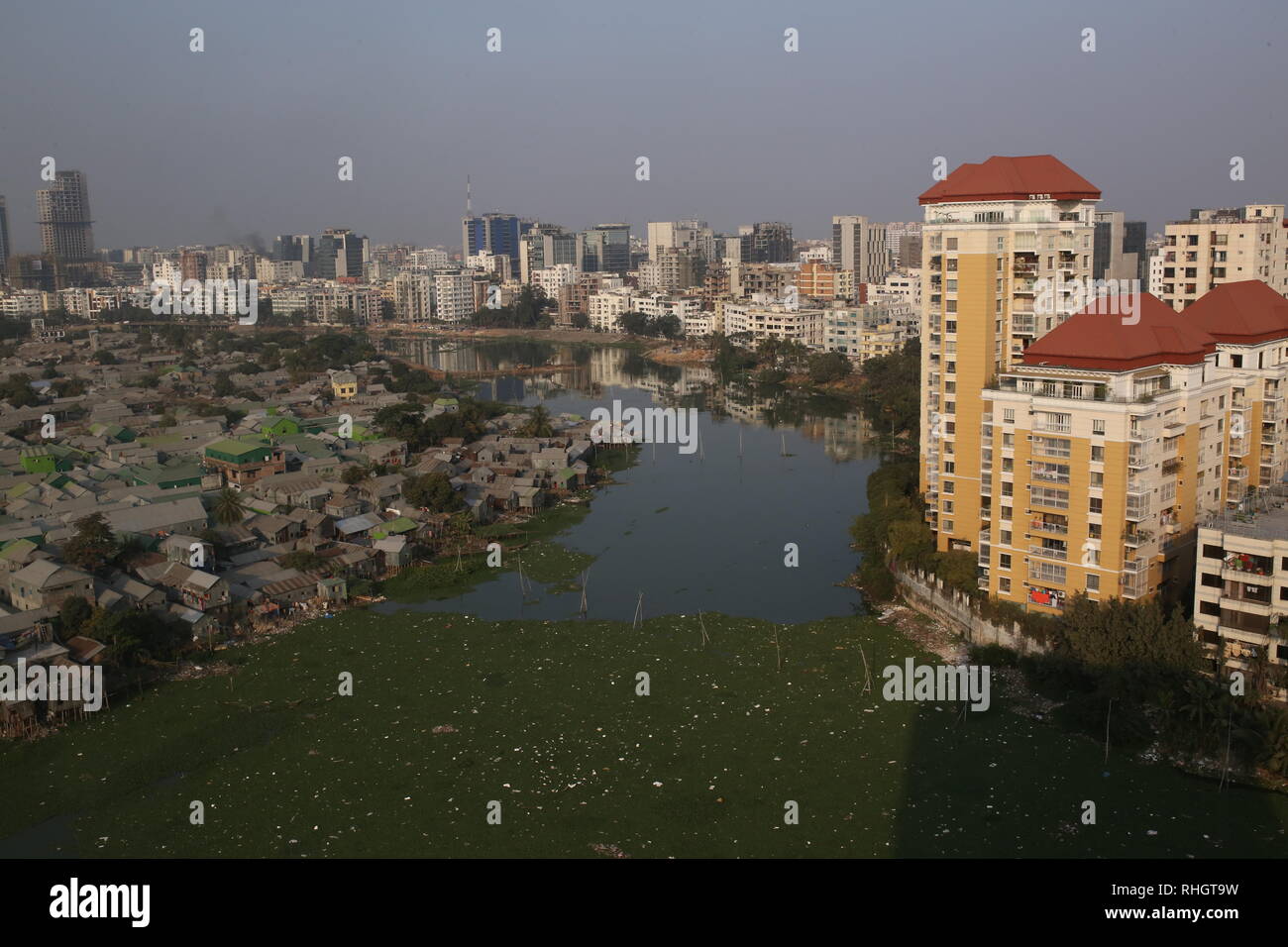 Arial view of the Korail slum in Dhaka, Bangladesh, January 31, 2019 ...