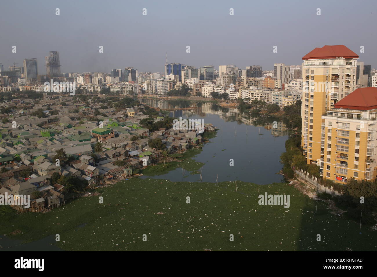 Arial view of the Korail slum in Dhaka, Bangladesh, January 31, 2019 ...