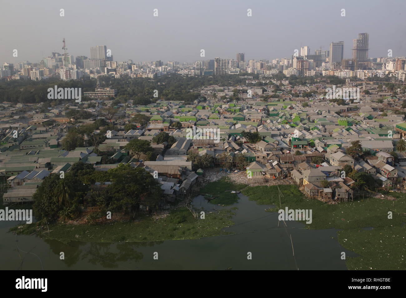 Arial view of the Korail slum in Dhaka, Bangladesh, January 31, 2019 ...