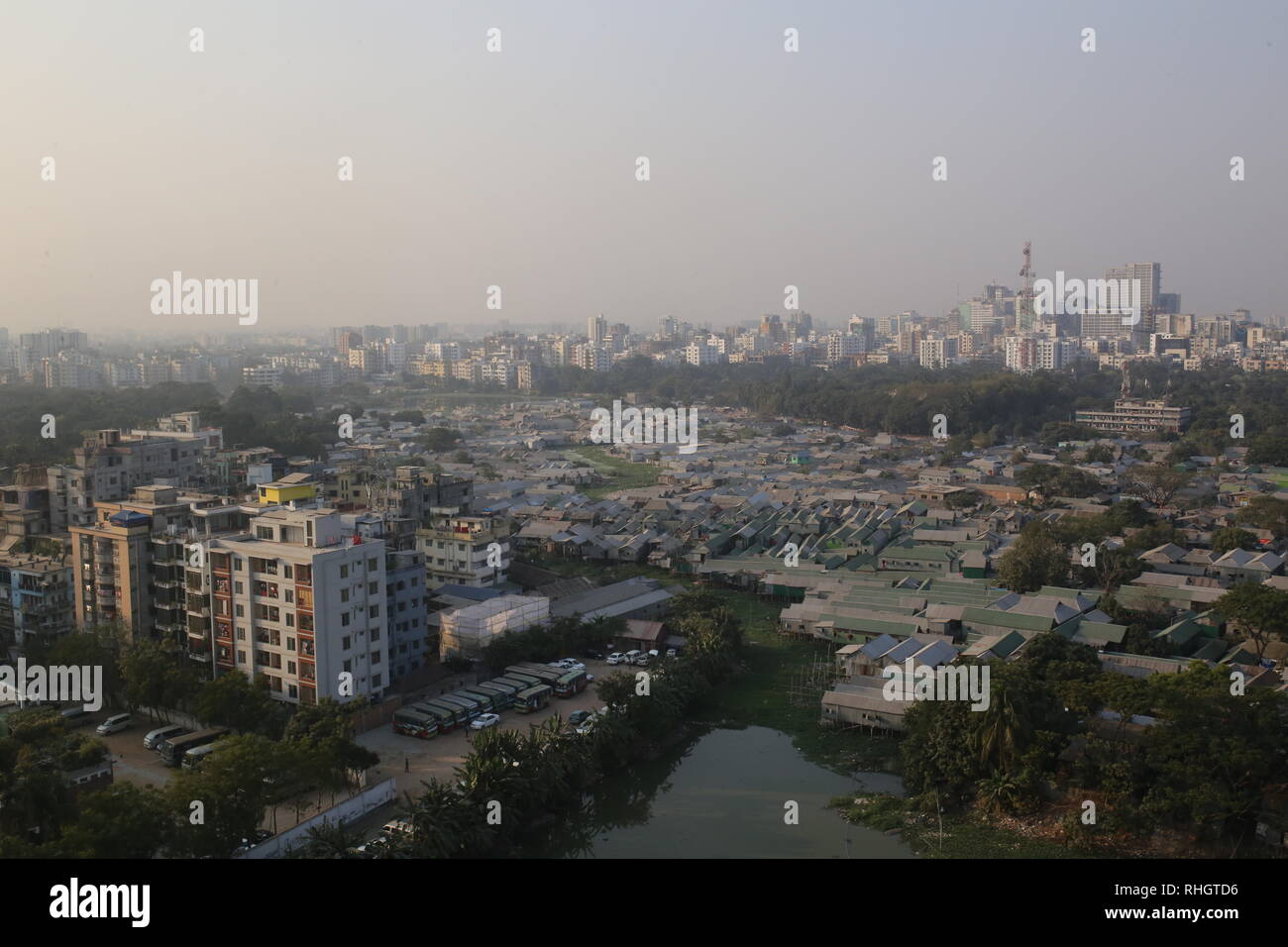 Arial view of the Korail slum in Dhaka, Bangladesh, January 31, 2019 ...