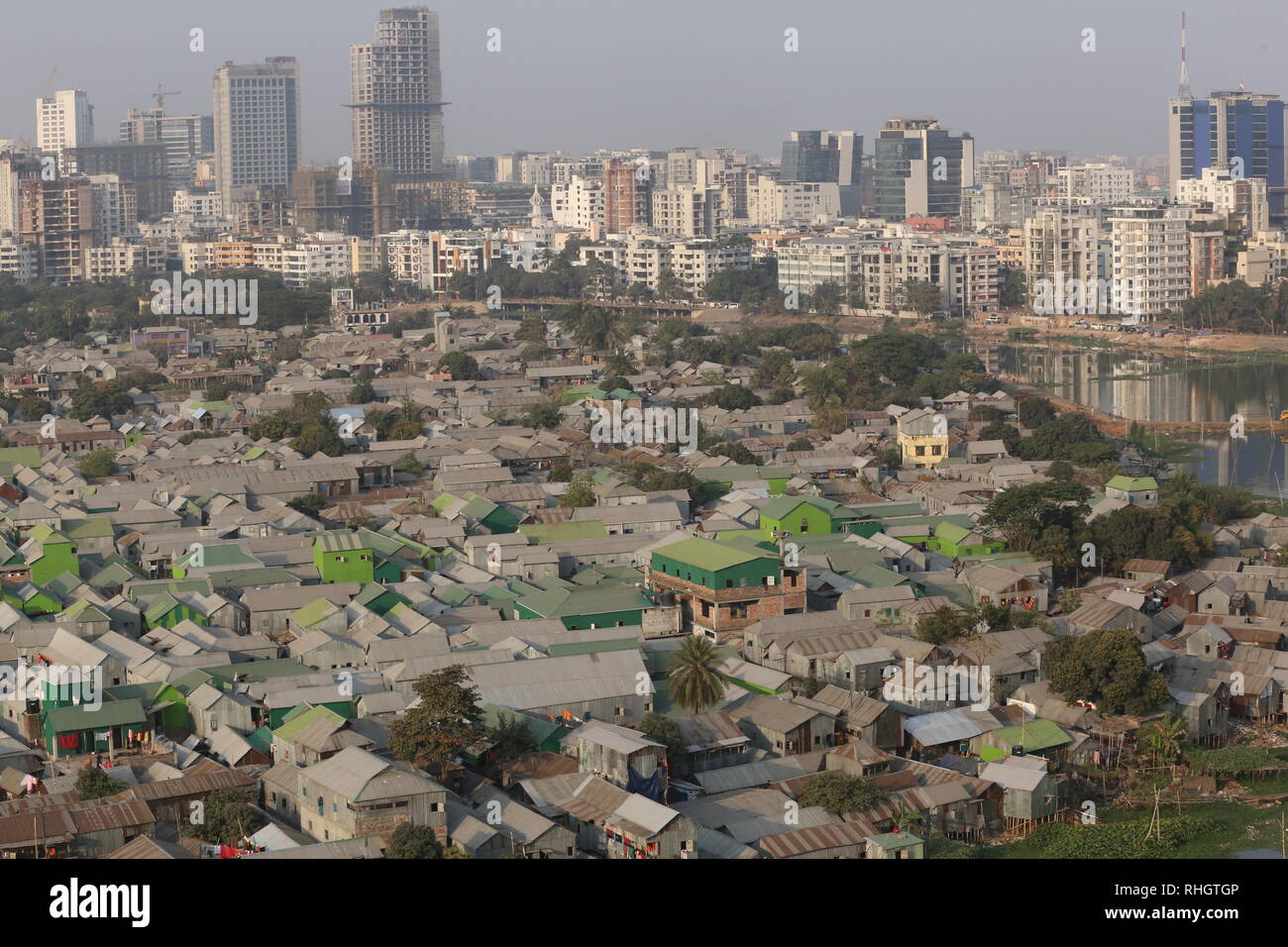 Arial view of the Korail slum in Dhaka, Bangladesh, January 31, 2019 ...