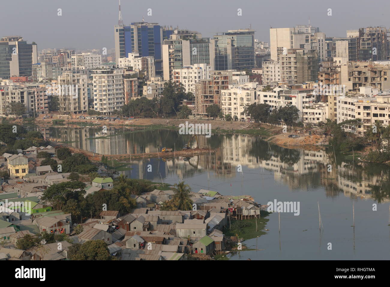 Arial view of the Korail slum in Dhaka, Bangladesh, January 31, 2019 ...