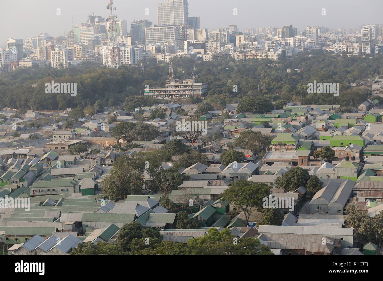 Arial view of the Korail slum in Dhaka, Bangladesh, January 31, 2019 ...