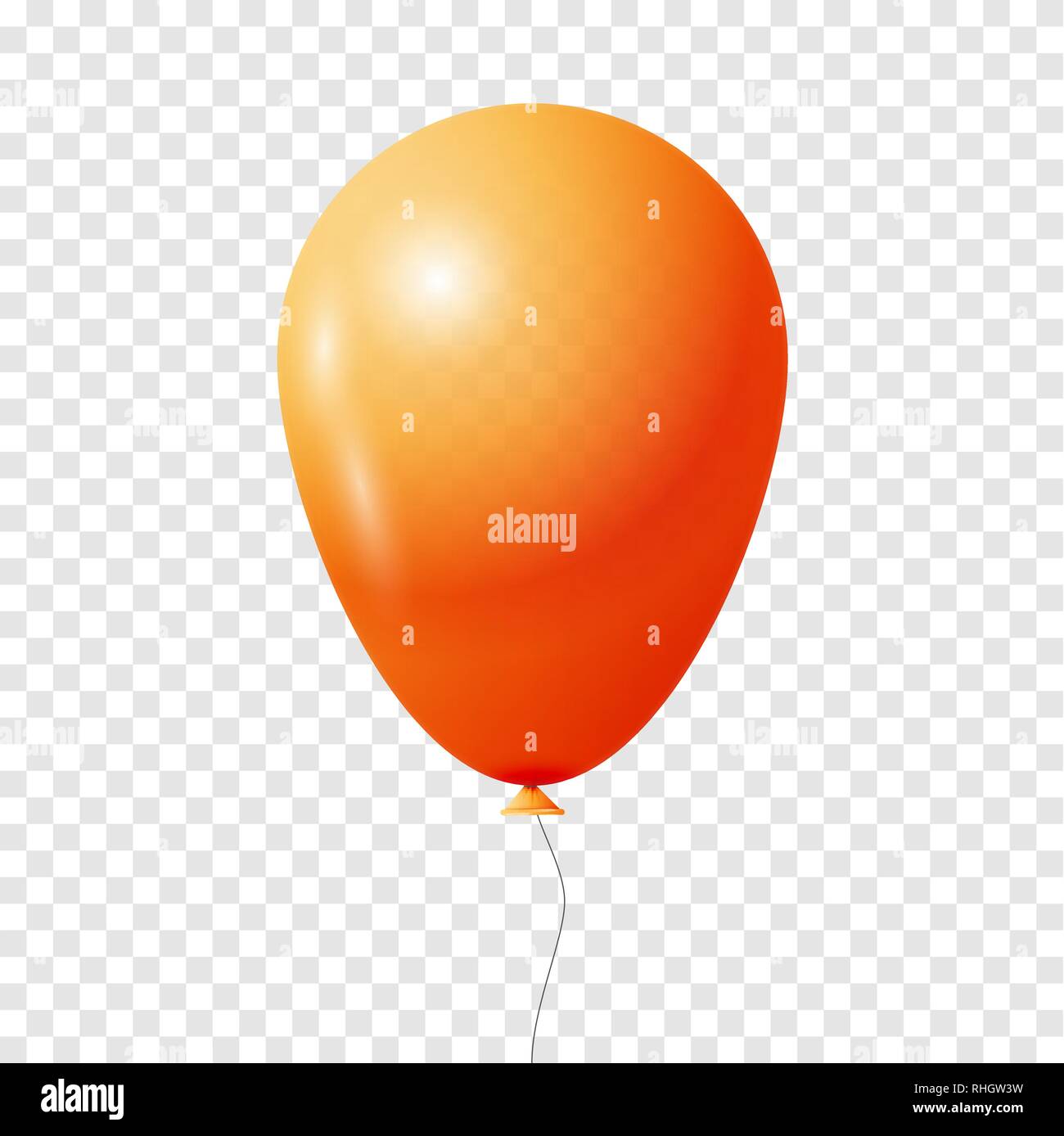 Realistic orange balloon. Isolated on white transparent background ...