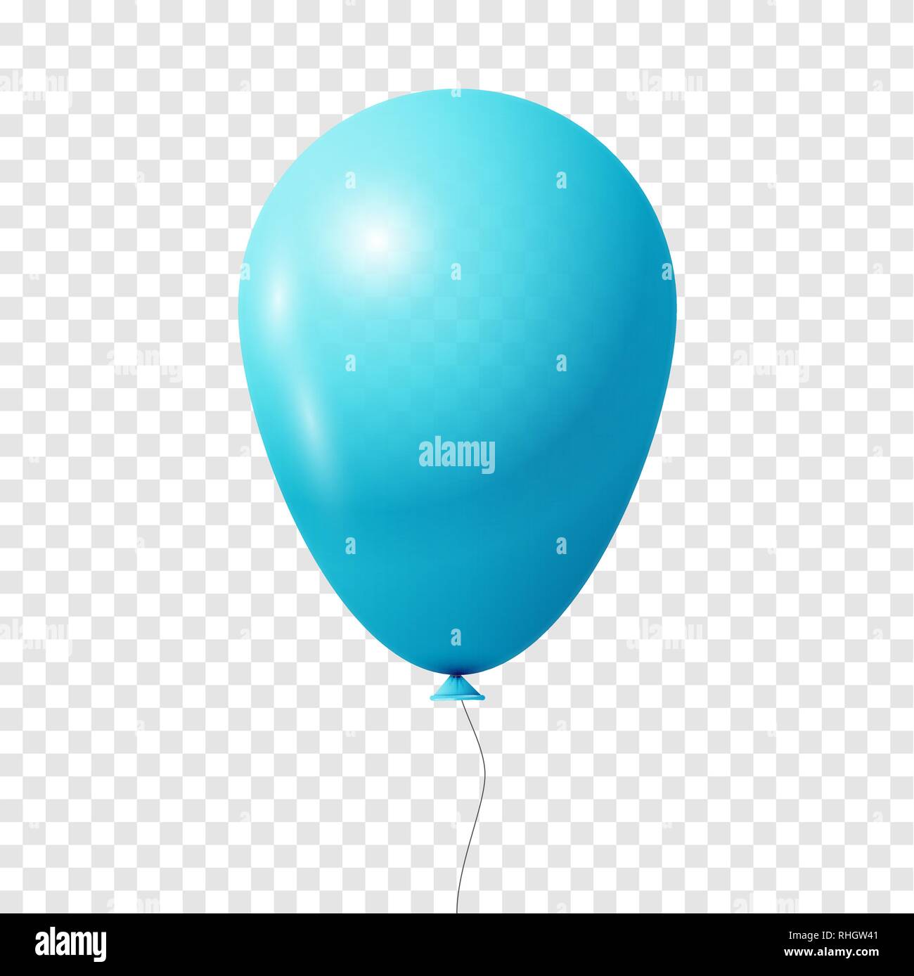 Realistic light blue balloon. Isolated on white transparent background ...