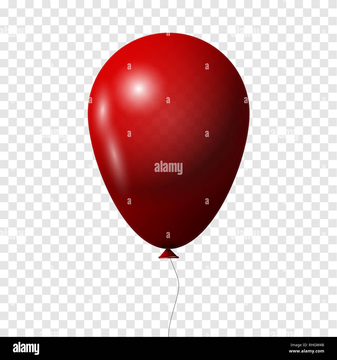 Realistic red balloon. Isolated on white transparent background. Vector ...