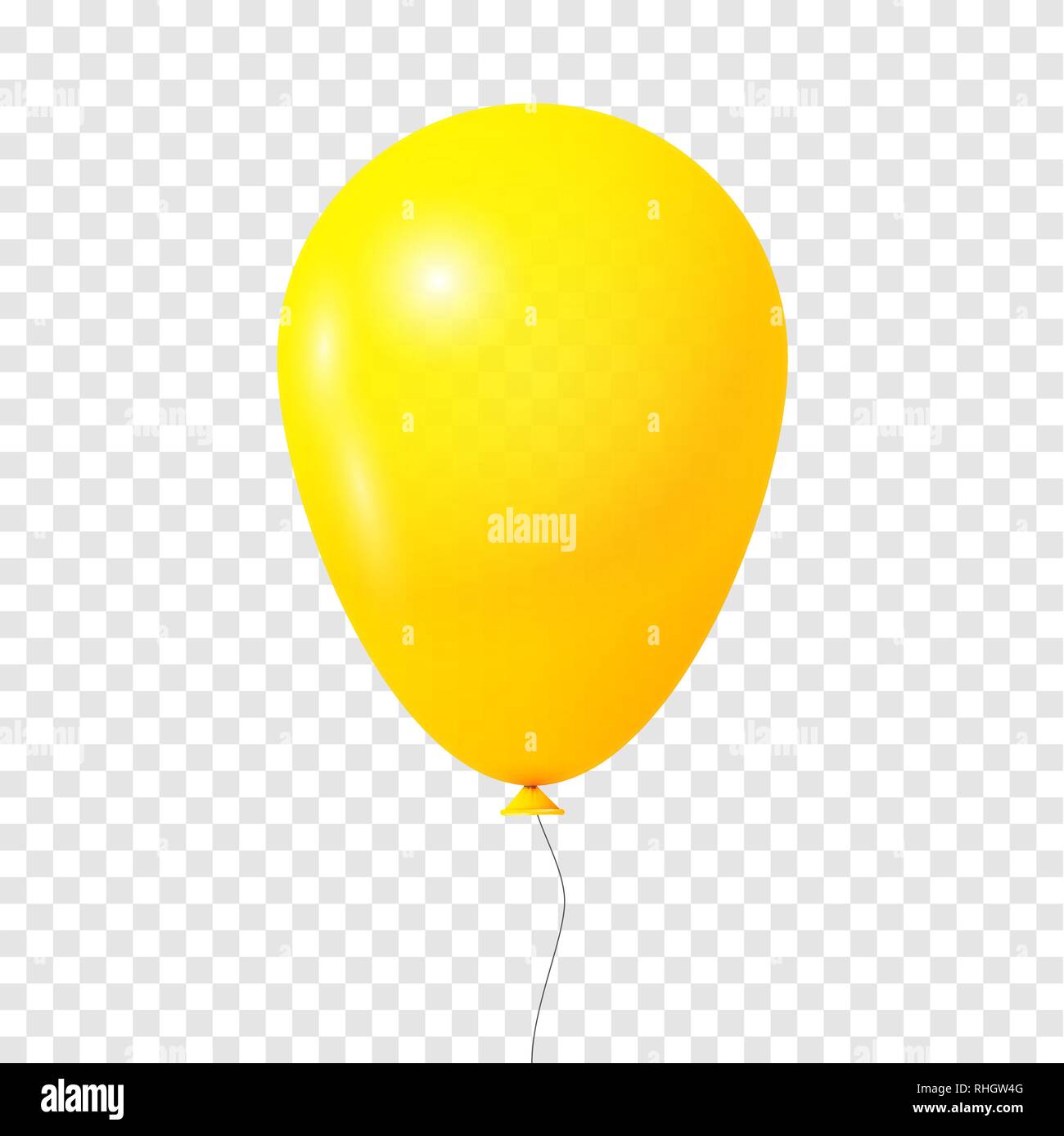 Realistic yellow balloon. Isolated on white transparent background ...