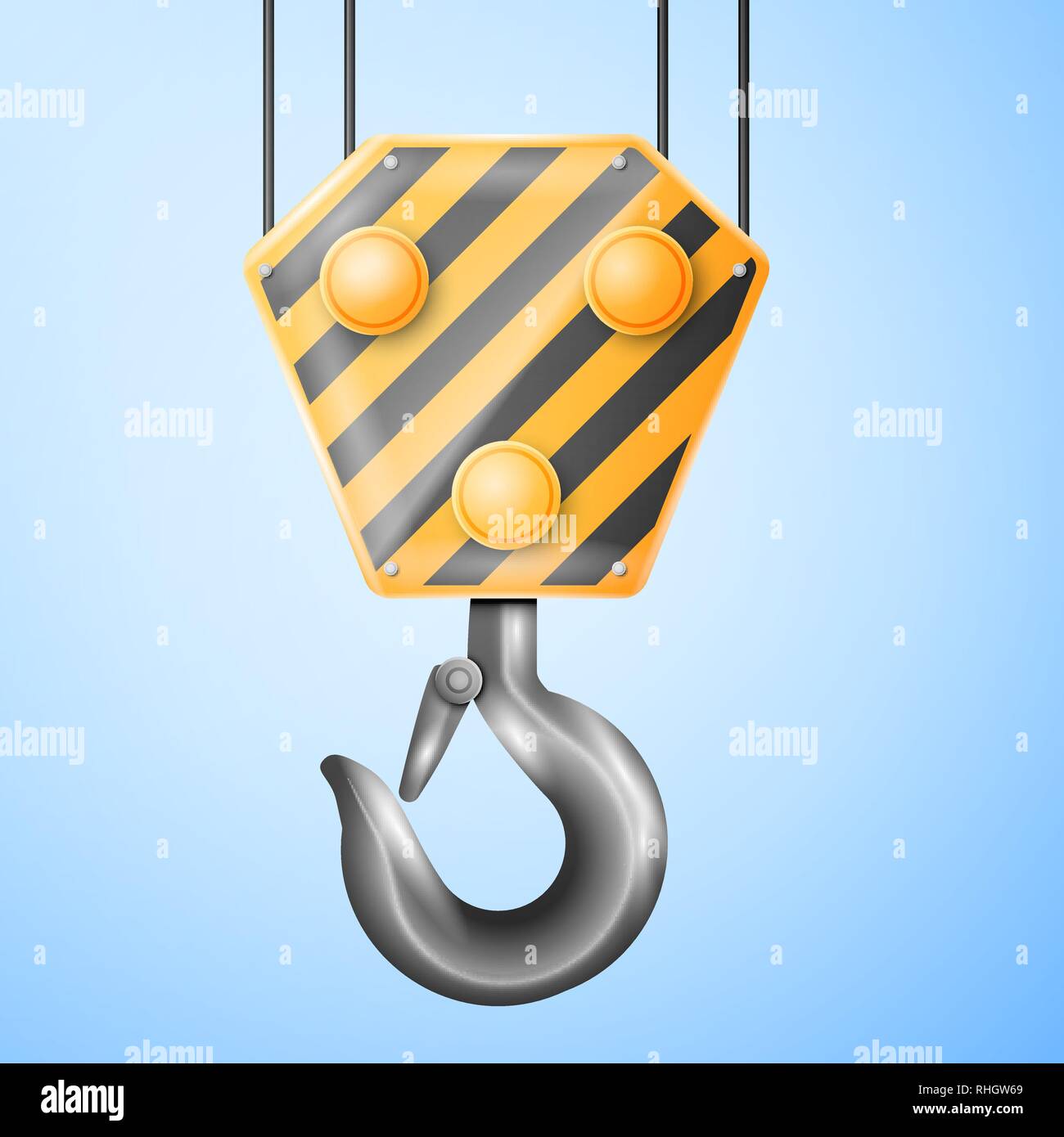 Black and yellow cranes hooks isolated on light background Stock Vector ...