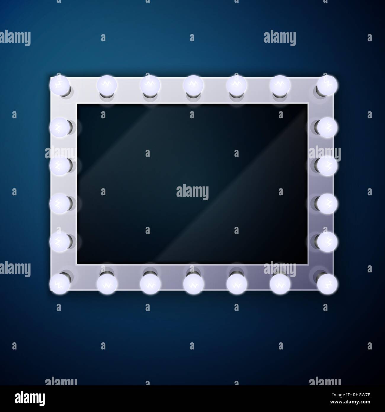 Realistic retro vintage make up mirror with light bulbs vector ...