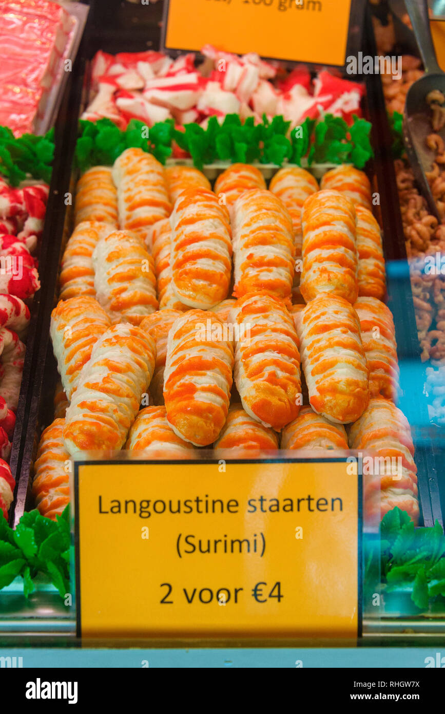 clams of crabs and prawns copied and langoustines using surimi paste on ...