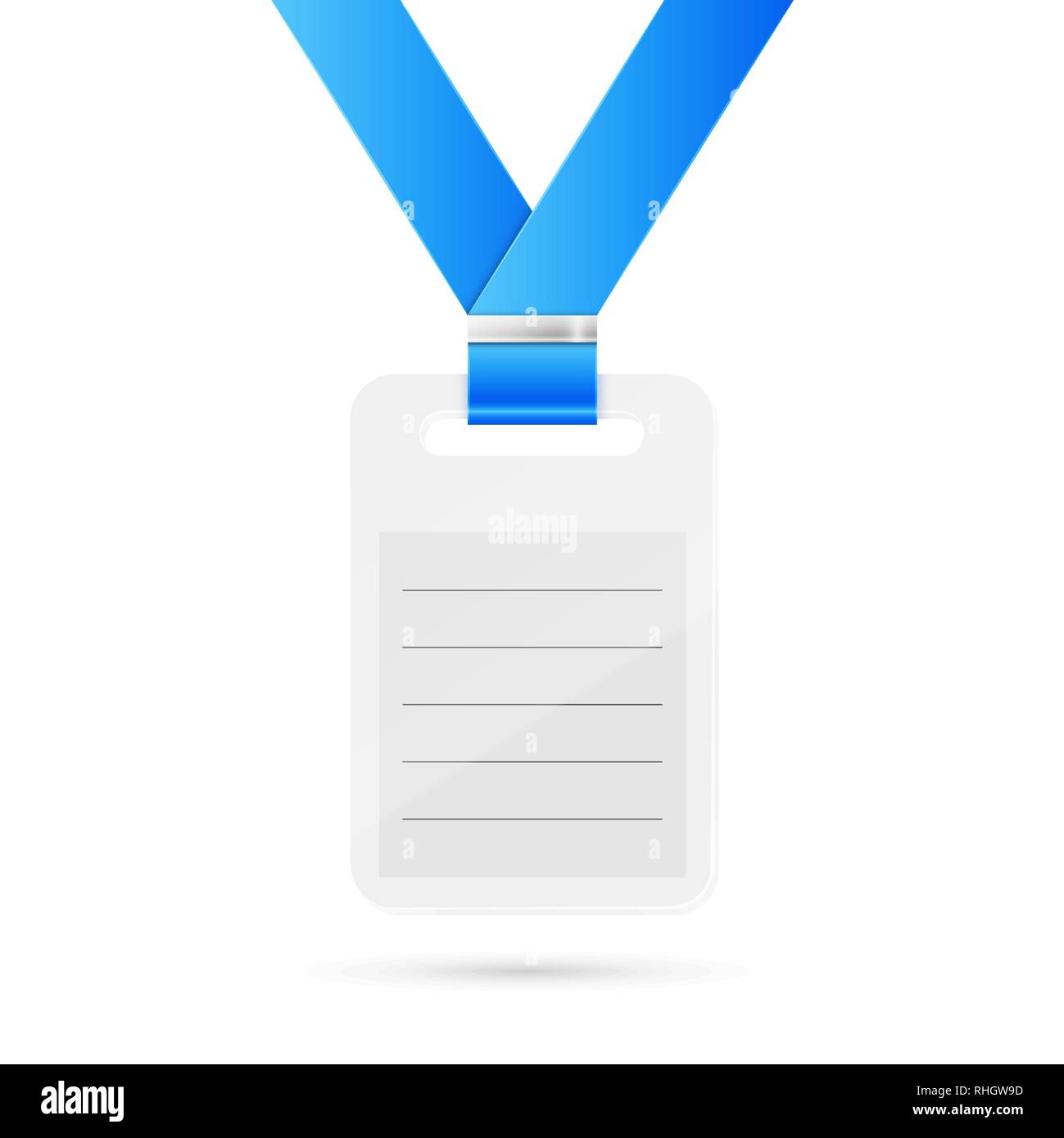 Plastic id badge with blue cord isolated on white background Stock ...