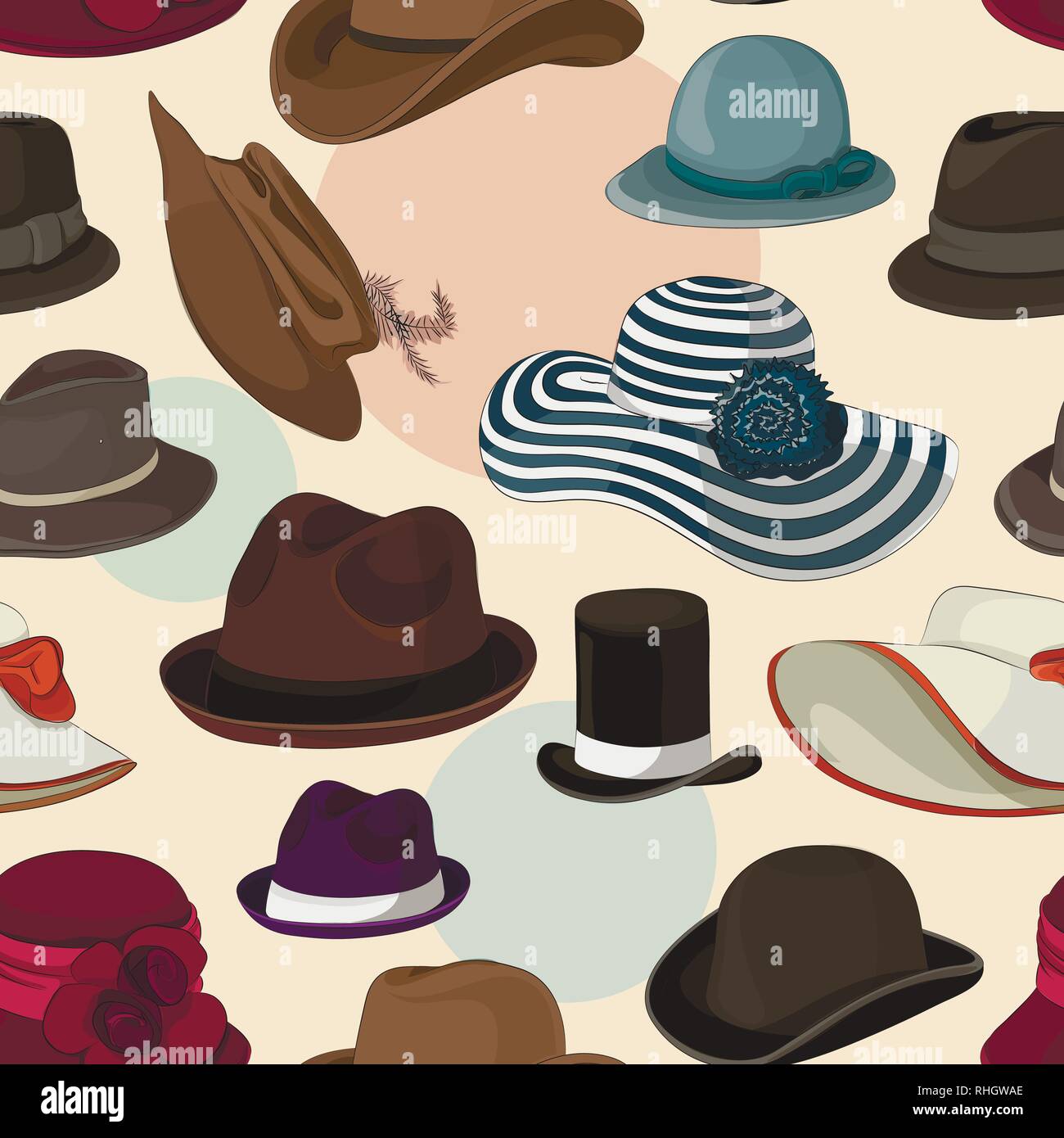Vector set of man and woman hats pattern. Vector illustration, EPS 10 ...
