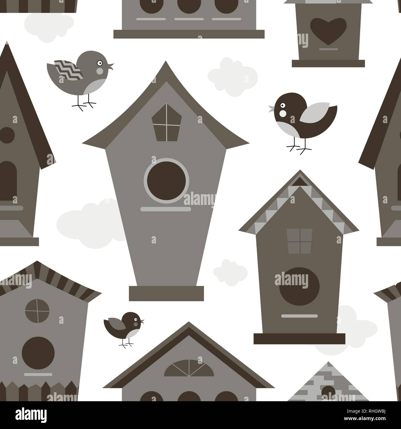 Pattern of birds and birdhouses. Vector illustration, EPS 10 Stock ...
