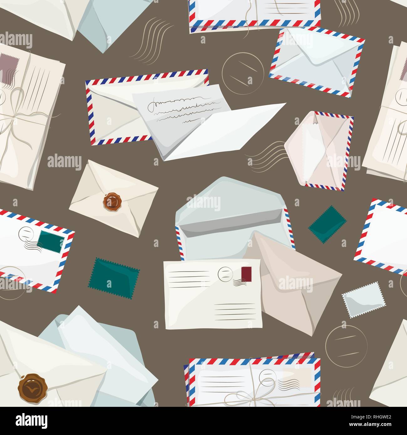 Letters and envelopes pattern for your design Stock Vector Image & Art ...