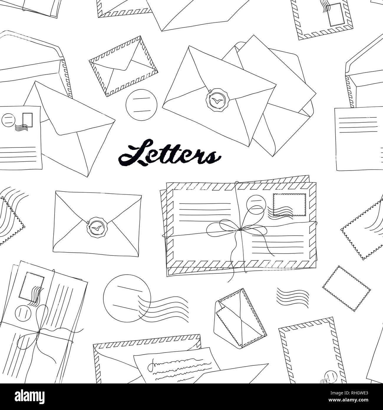 Letters and envelopes pattern for your design Stock Vector Image & Art ...