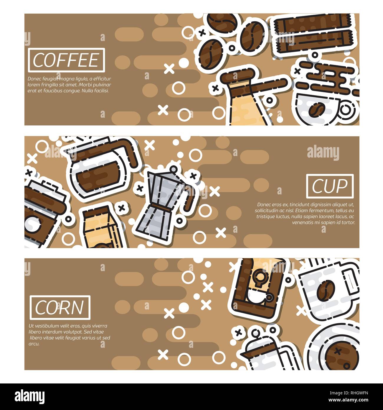 Set of Horizontal Banners about coffee. Vector illustration, EPS 10 ...