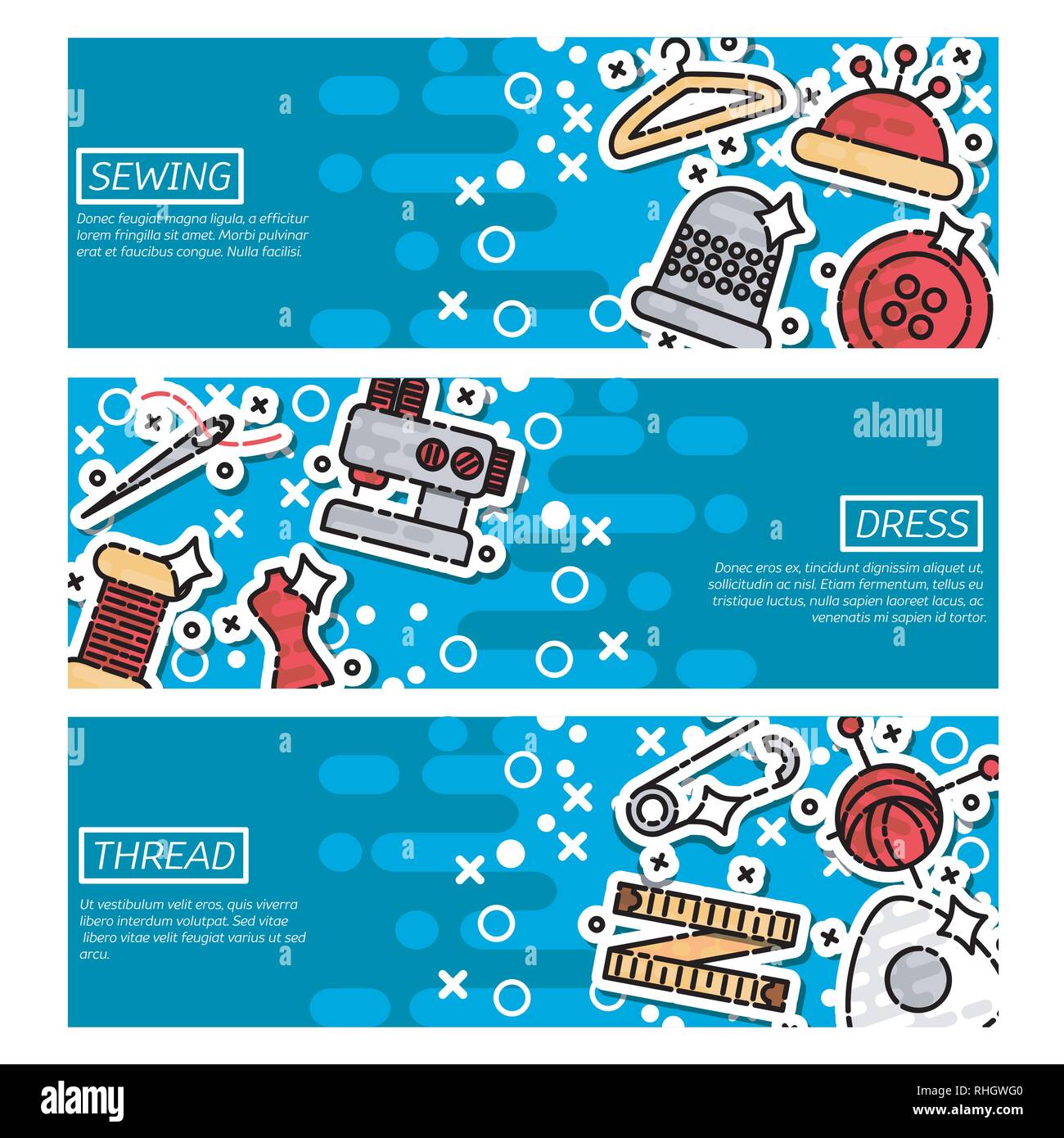Set of Horizontal Banners about sewing. Vector illustration, EPS 10 ...